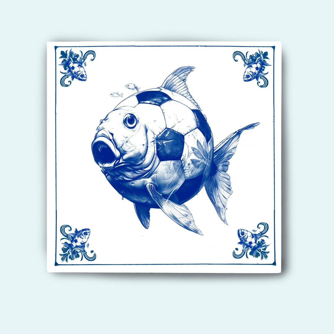 Football European Championship 2024 Tile, Delft Blue, Football Fish ...