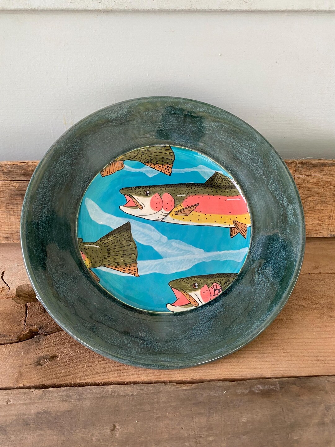 Rainbow Trout Pottery Plate - Etsy
