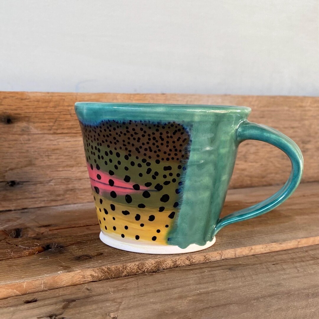Rainbow Trout Mug Fish Pottery - Etsy