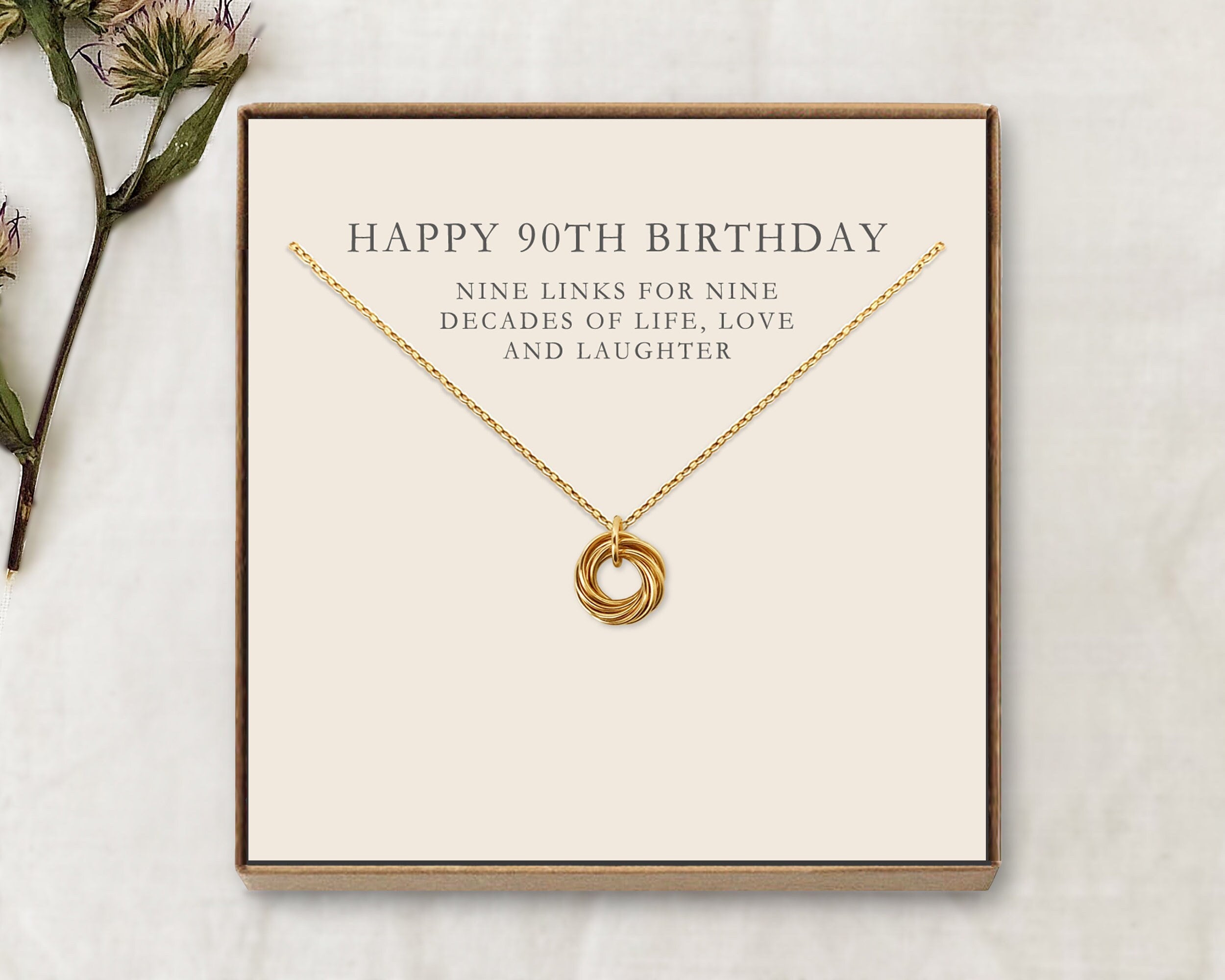 90th Birthday Necklace, Nine Links, Nine Decade, Great Grandmother ...