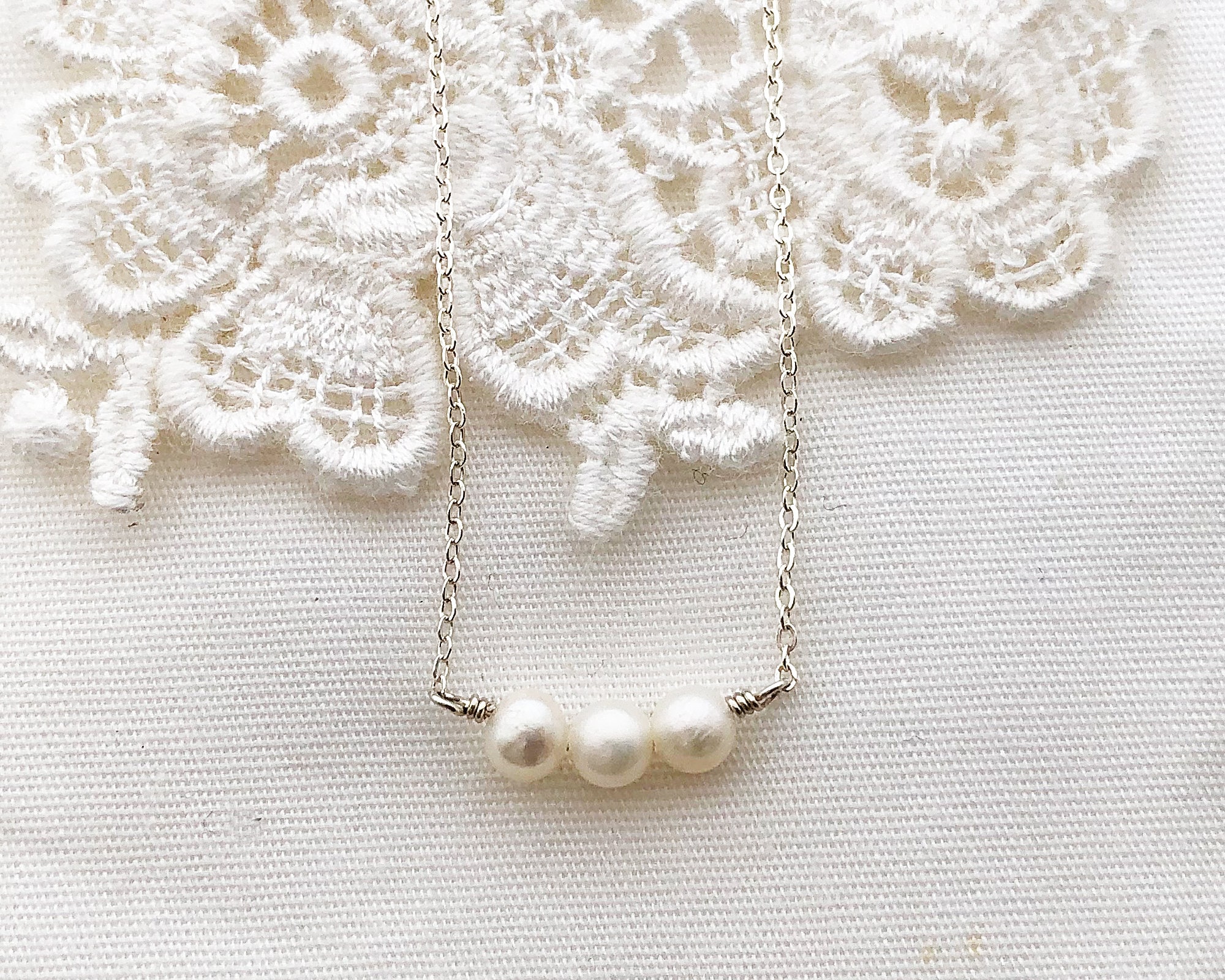 Simple Sterling Silver Necklace Simple Beaded Necklace New | Etsy