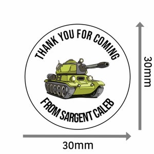 35x Boys Army Tank Favour Stickers Birthday Soldier Thank You Gift ...