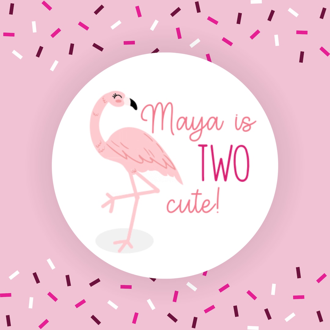 Two Happy Birthday Two Cute Pink Flamingo Birthday Gift Bag Party Sweet ...