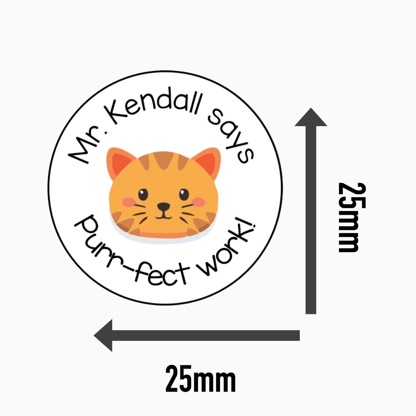Purr-fect Work! Cute Kitten Well Done Stickers Teacher Custom School ...