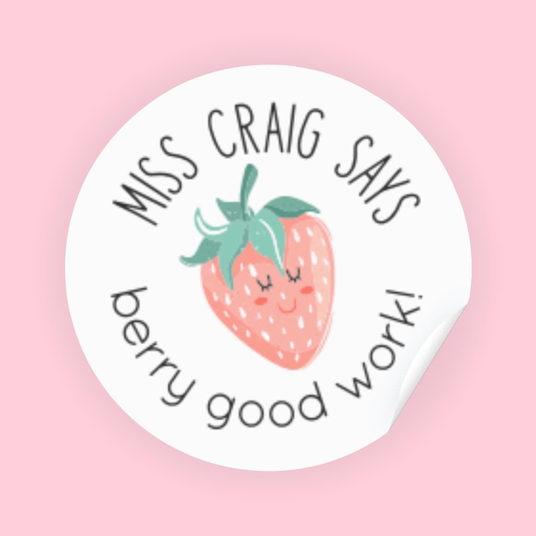 Berry Good Work! Strawberry Pun Teacher Praise Textbook School ...