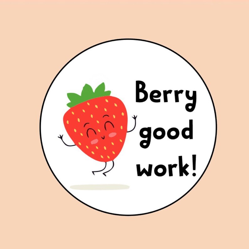 Berry Good Work Happy Strawberry Well Done Stickers Teacher - Etsy ...