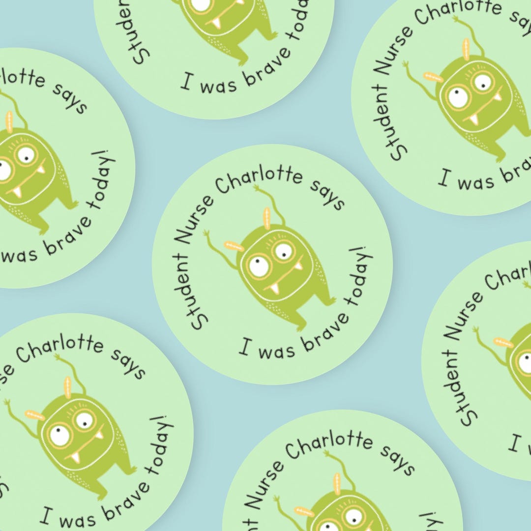 Personalised Nurse Says I Was Brave Monster Boy Stickers Doctor Medical ...