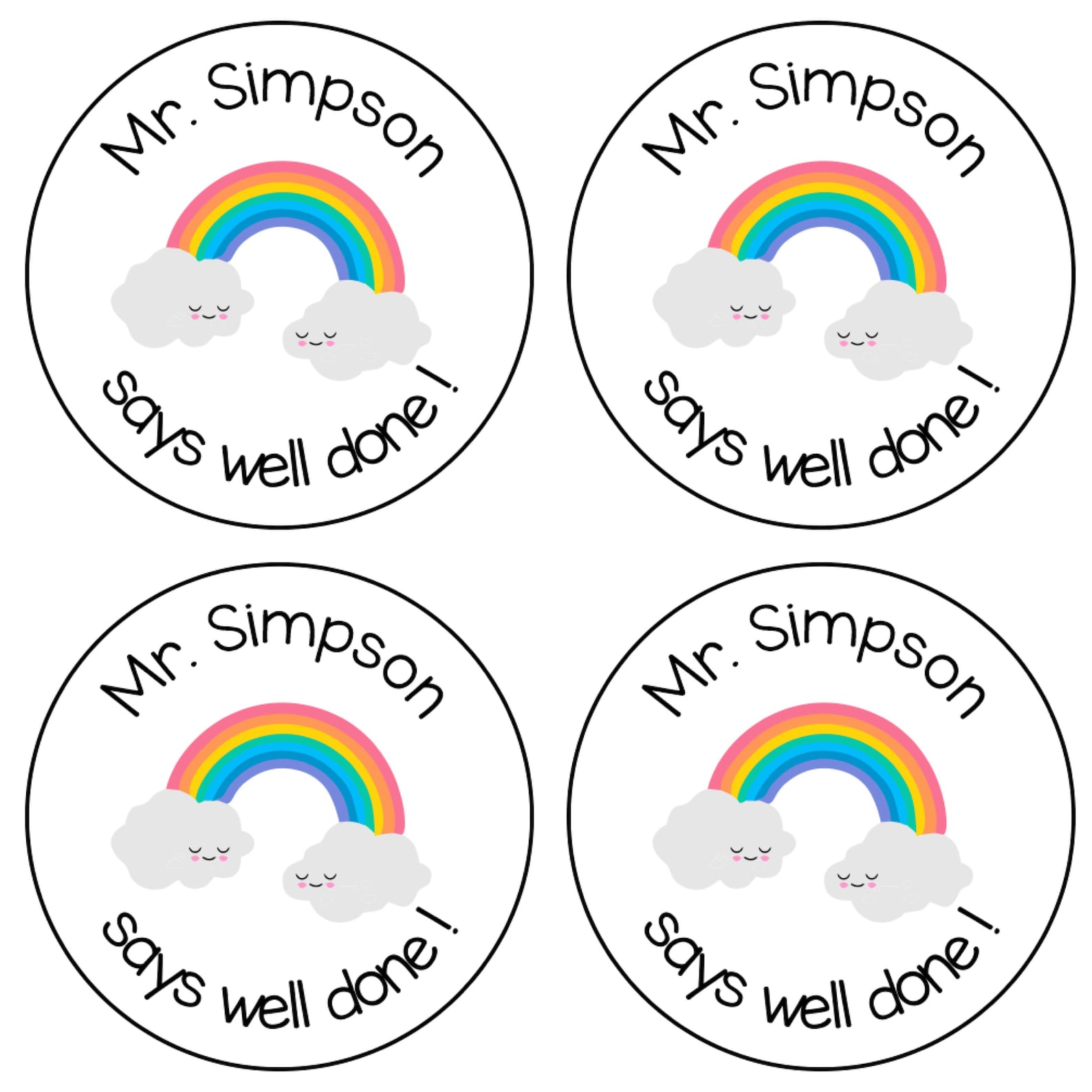 35x Personalised Rainbow Well Done Stickers Teacher Praise - Etsy