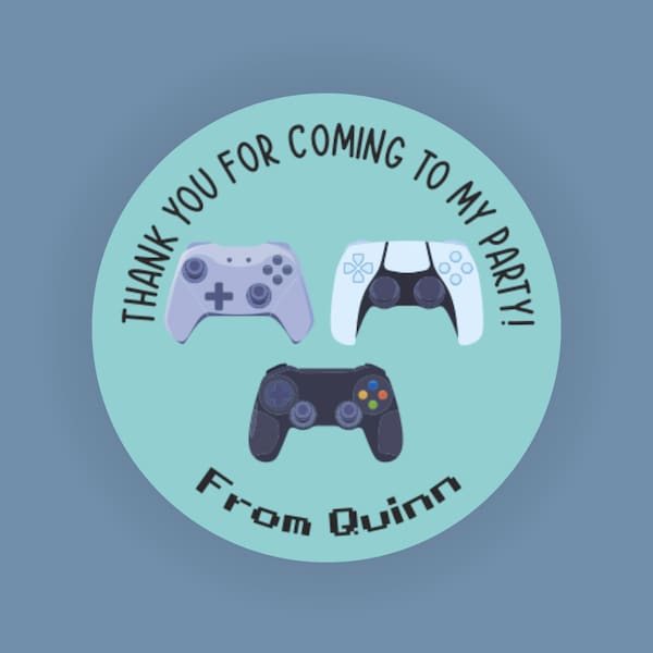 Gaming Party Thank You Sticker - Etsy