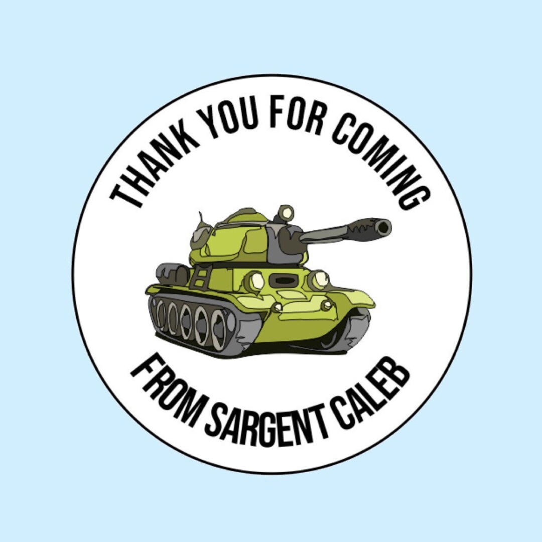 35x Boys Army Tank Favour Stickers Birthday Soldier Thank You Gift ...