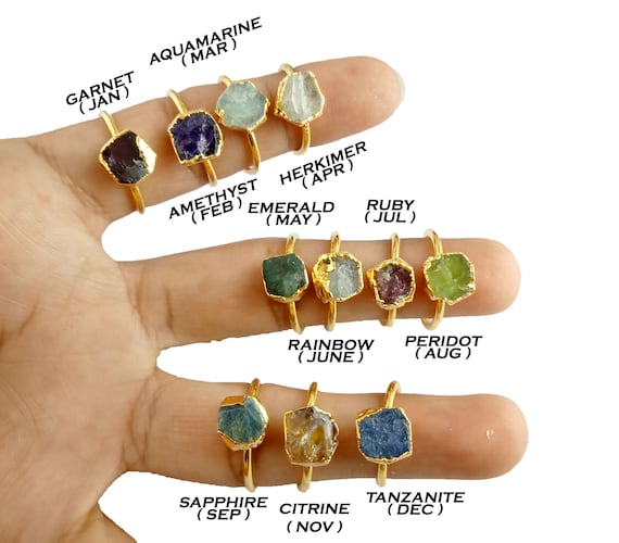 Gold plated birthstone rings store