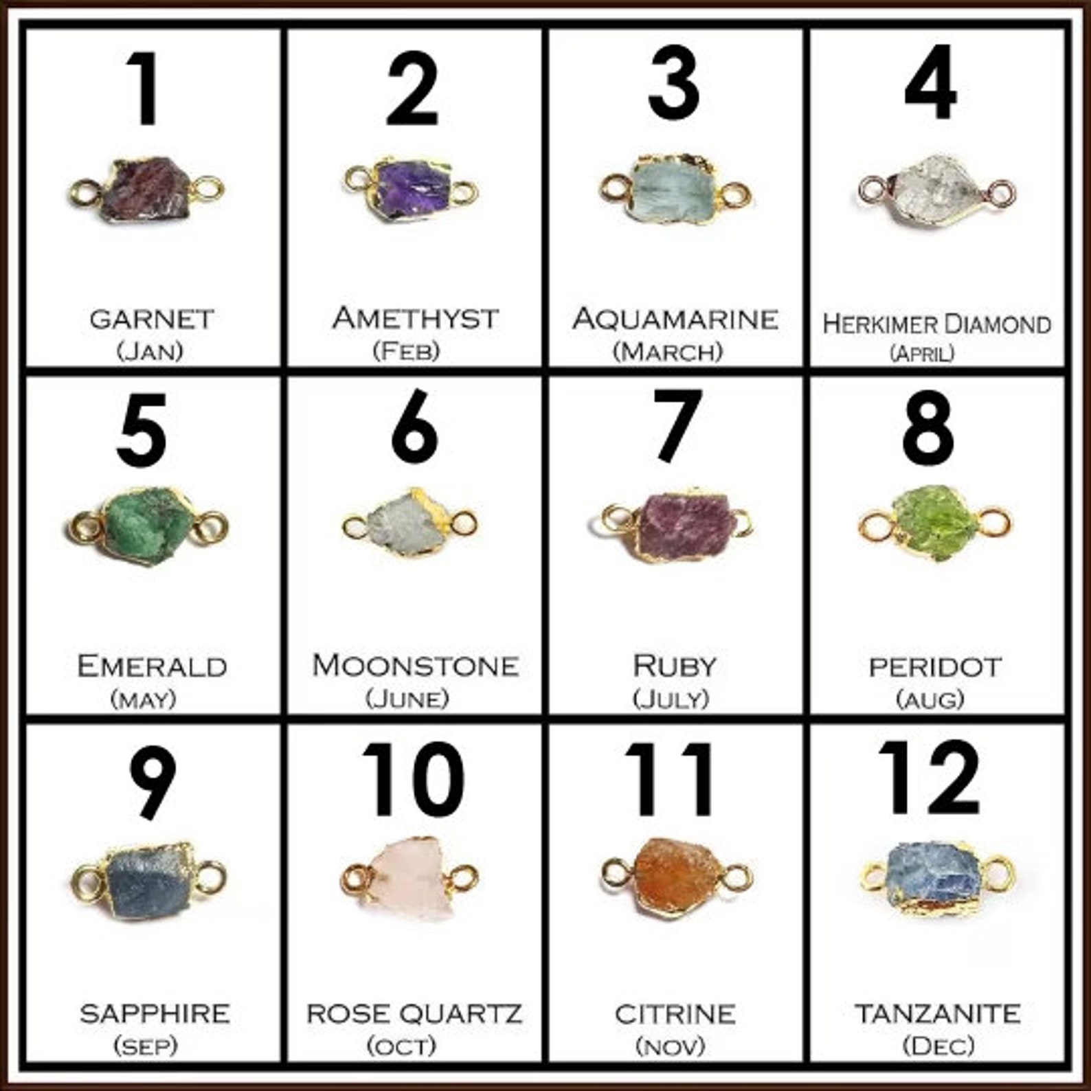 Birthstone Raw Connector, Handmade Raw Connector, Size 8-10mm Bracelet ...