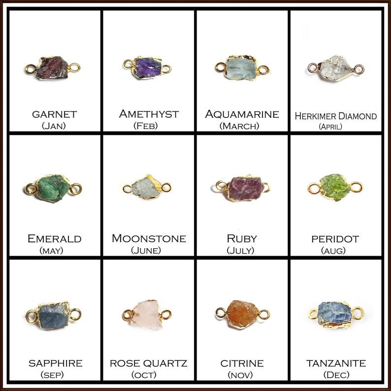 Birthstone Raw Connector, Handmade Raw Connector, Size 8-10mm Bracelet ...