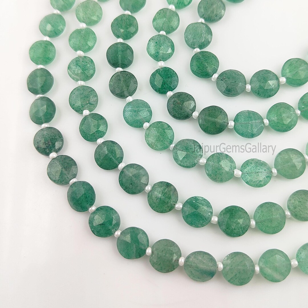 A+ Green Strawberry Coin Shape Beads-faceted Coin Strawberry Beads ...