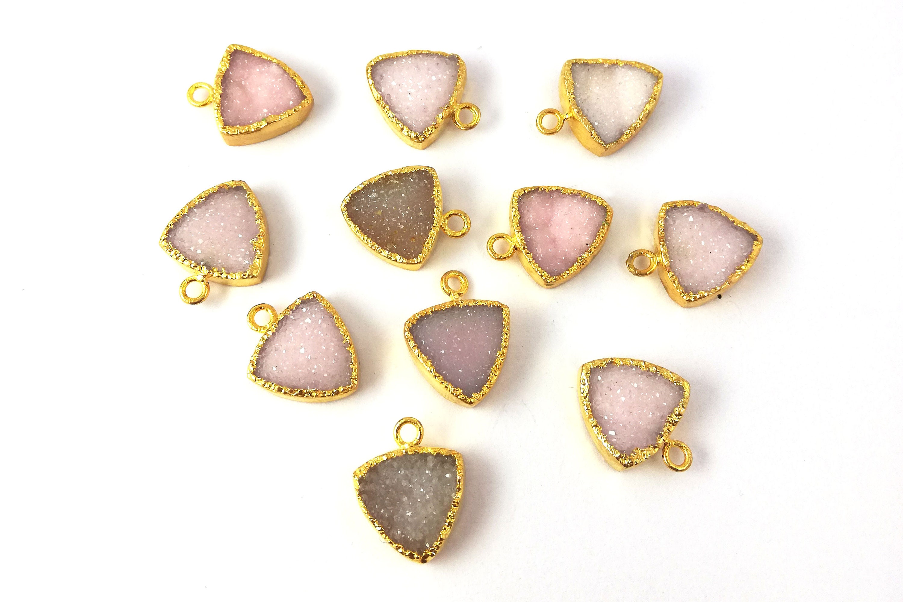 Pink Druzy Gemstone Gold Electroplated Pendant Natural Druzy | Etsy