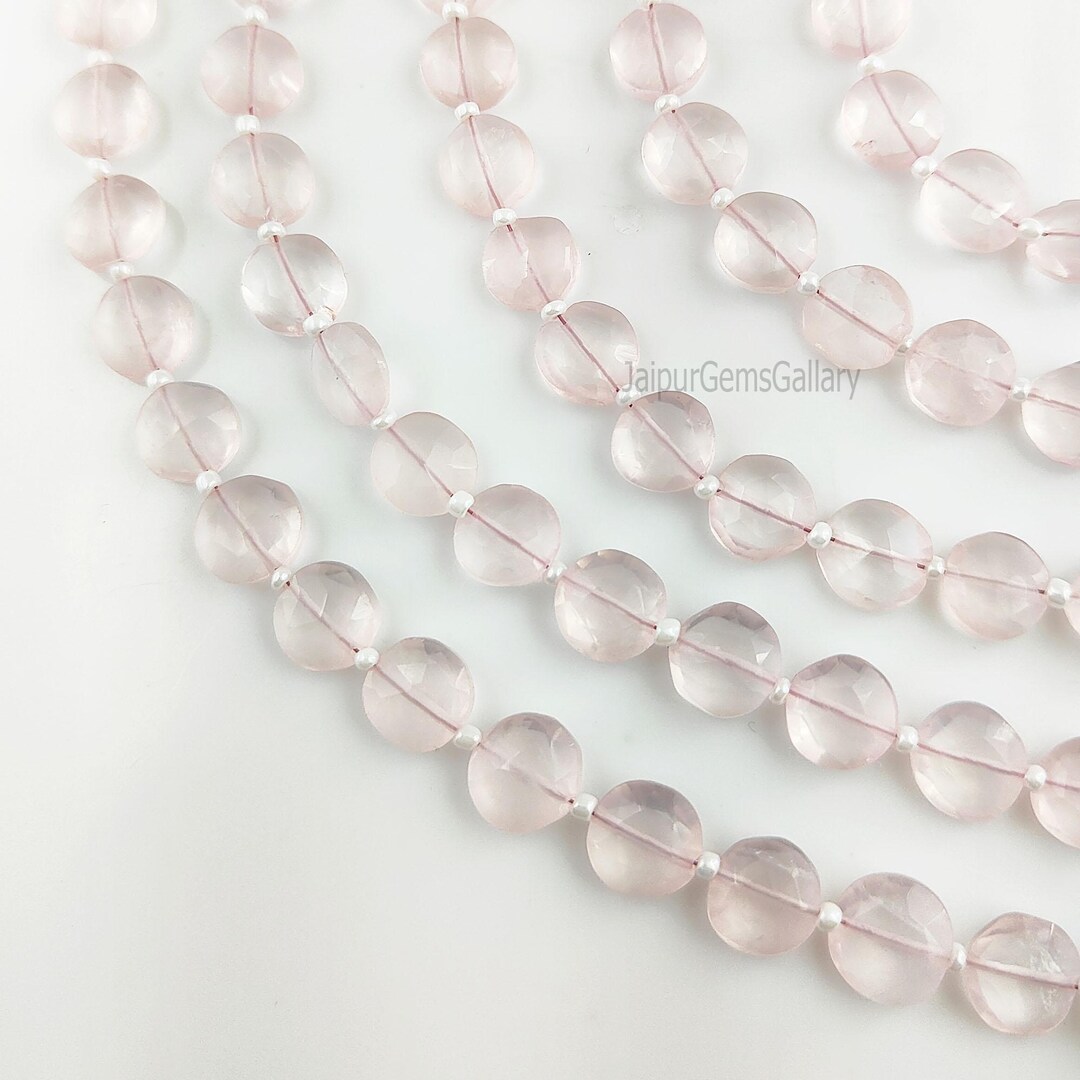 A+ Pink Rose Quartz Coin Shape Beads-jewelry Making Loose Stone Beads ...