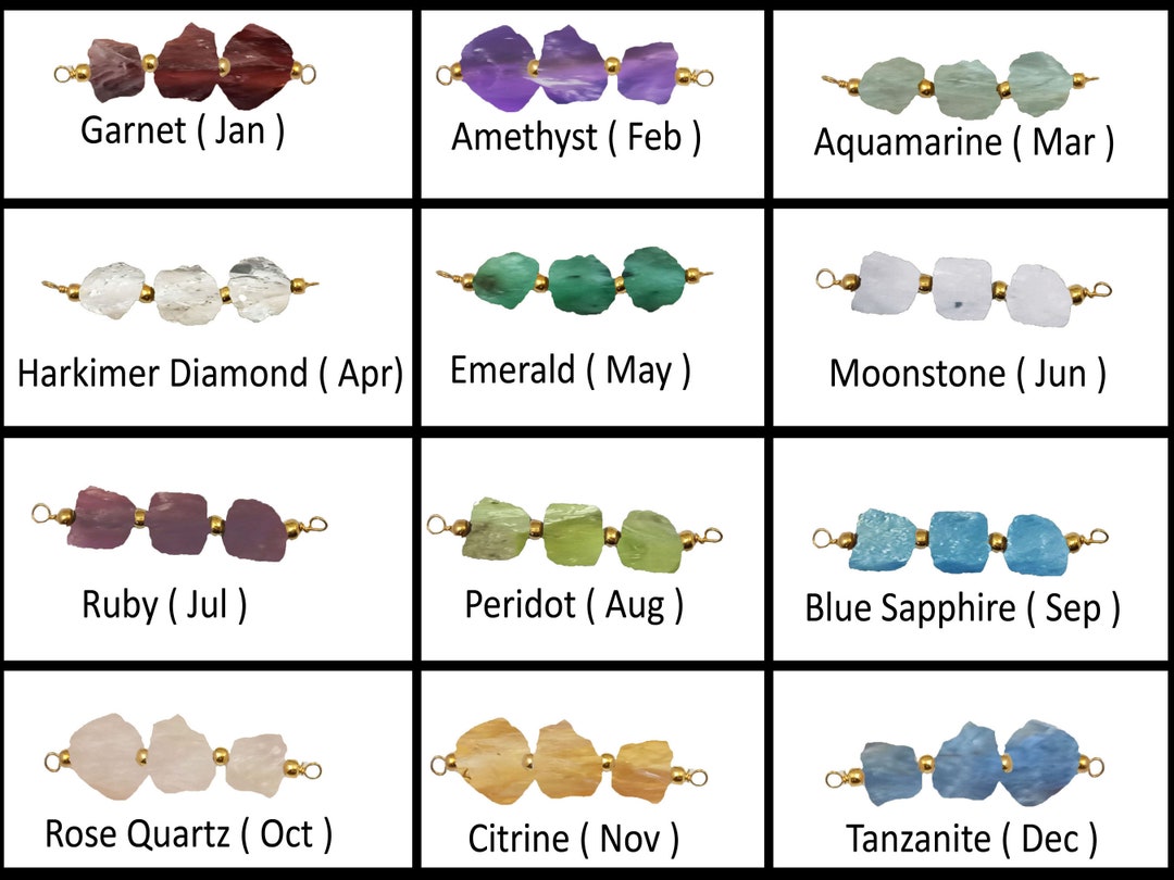 Raw Birthstone Three Stone Connector Raw Gemstone Connector Wire ...