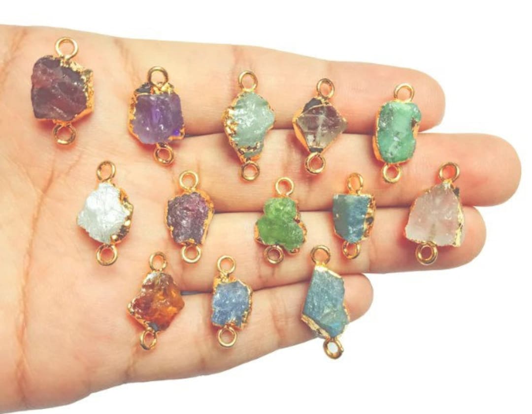 Birthstone Raw Connector, Handmade Raw Connector, Size 8-10mm Bracelet ...