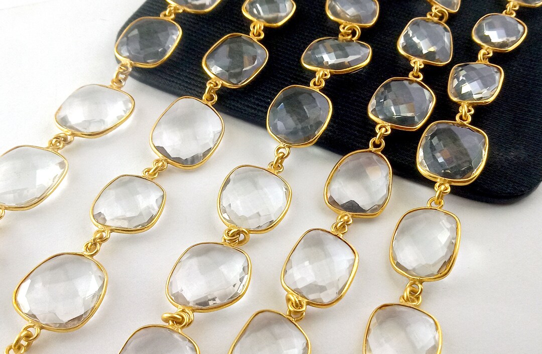 Crystal Quartz Link Chain, Quartz Bezel Chain, Crystal Quartz Bezel ...