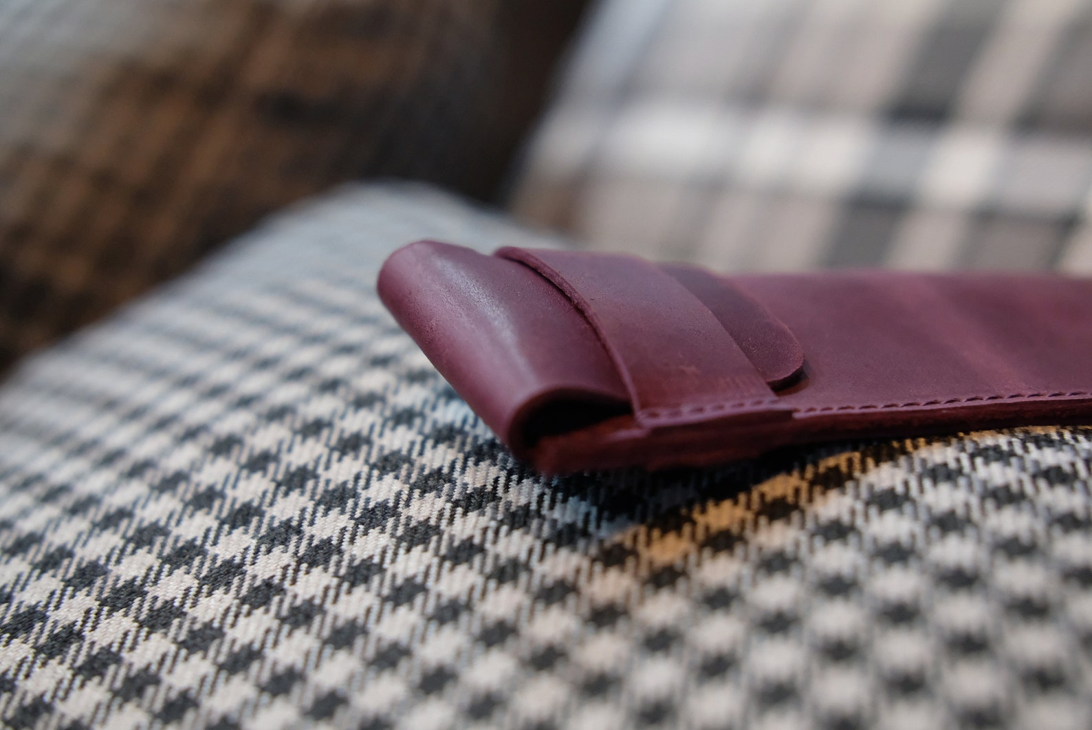 Compact Pencil Case Brown Leather Pen Holder Personalized | Etsy