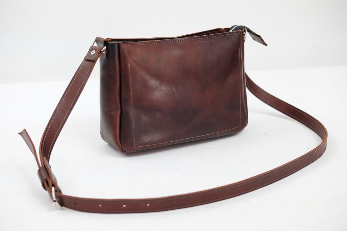 Compact leather shoulder bag for women Everyday leather | Etsy