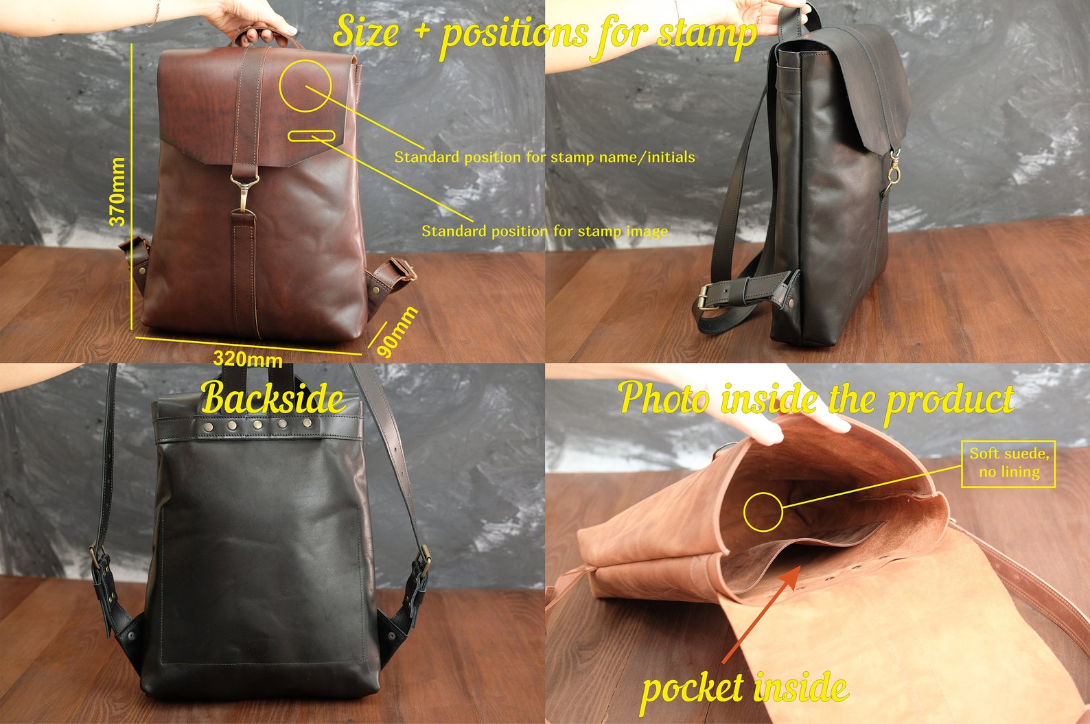 Slim Leather Backpack Personalized Leather Gift Laptop - Etsy