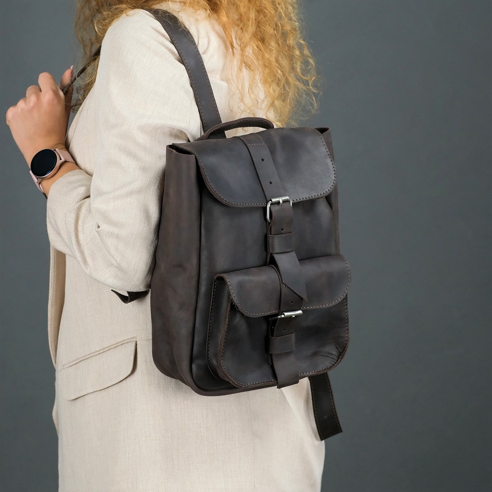 Medium Leather Backpack Leather Backpack Women Leather - Etsy