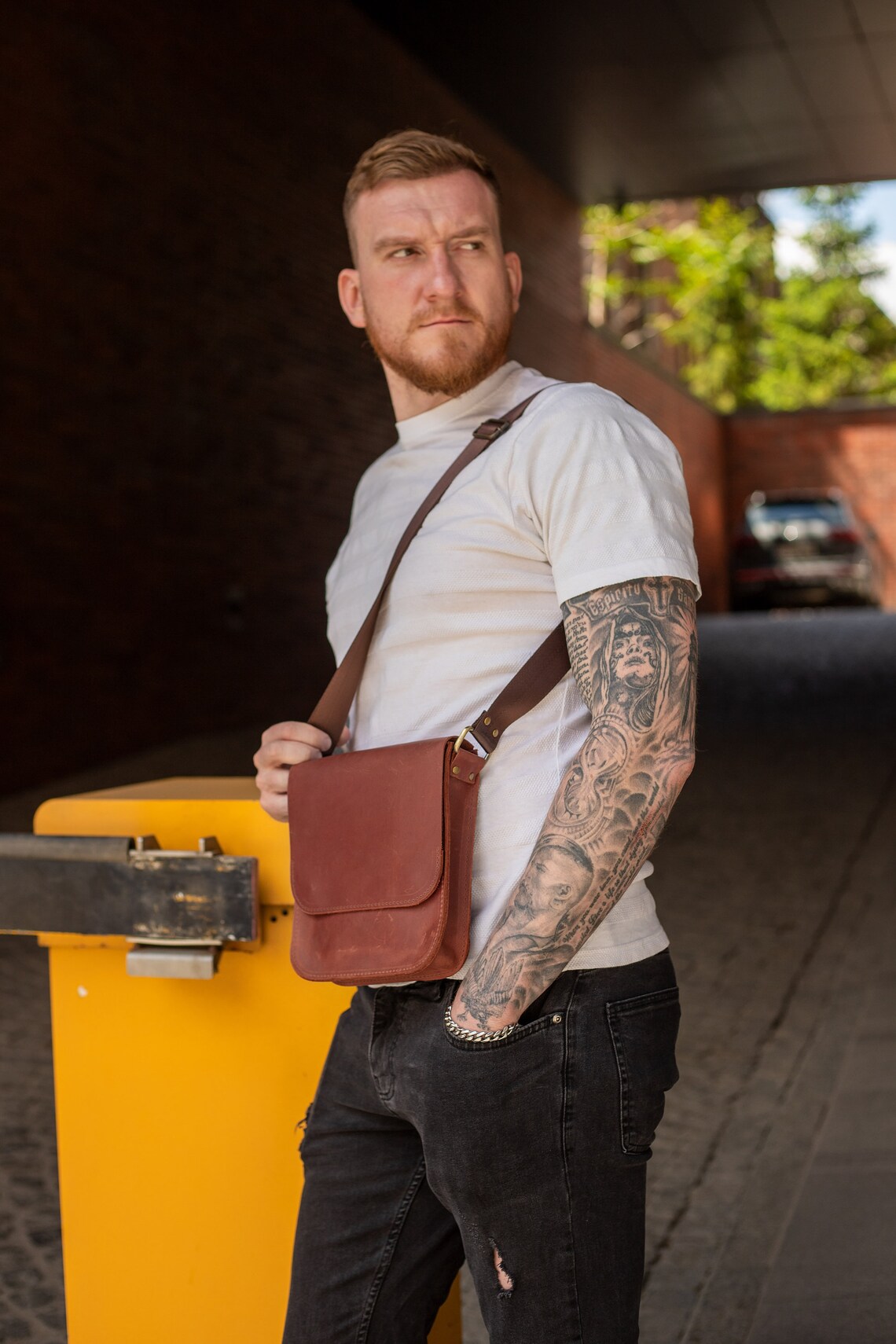 Mens Compact Shoulder Bag Small Leather Bag for Men Leather - Etsy