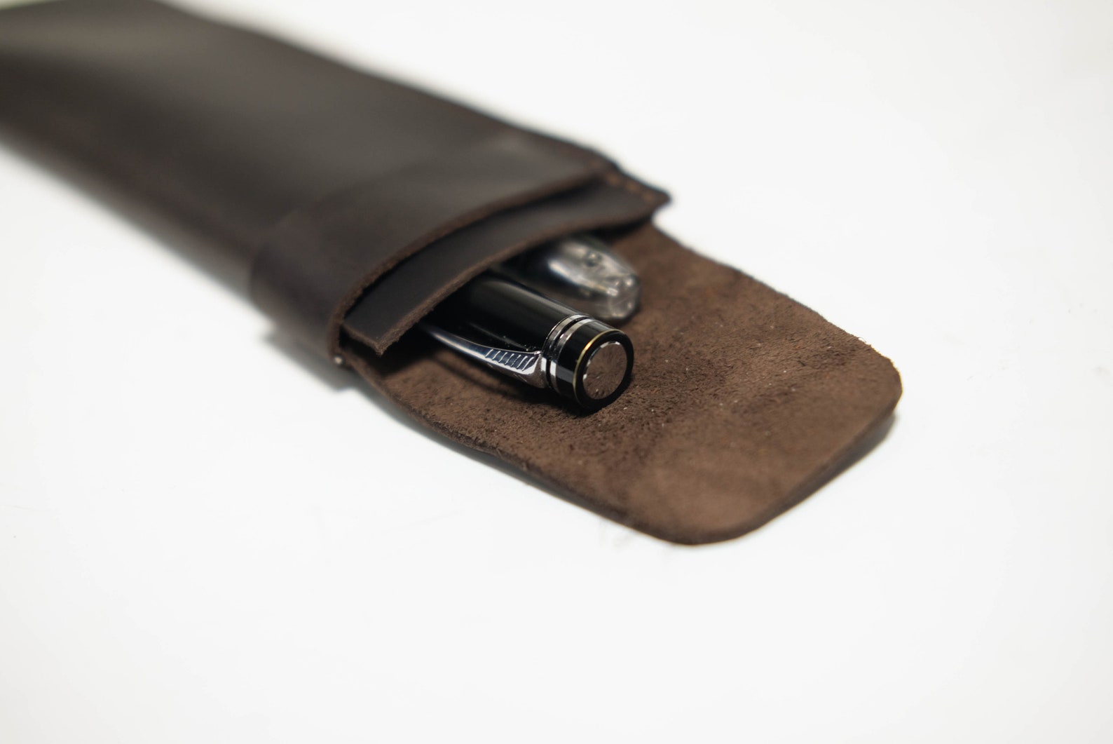 Compact Pencil Case Brown Leather Pen Holder Personalized - Etsy