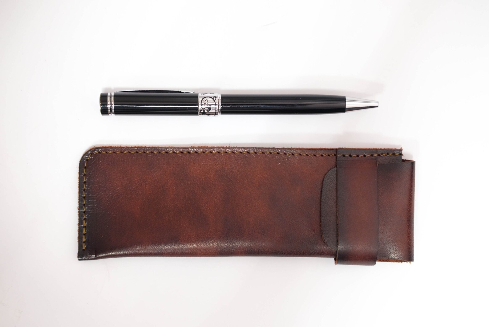 Compact Pencil Case Brown Leather Pen Holder Personalized - Etsy
