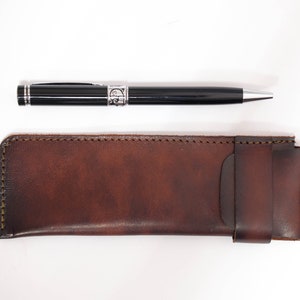 Compact Pencil Case, Brown Leather Pen Holder, Personalized Minimalist ...