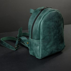 Compact leather backpack for women Minimalist bag Small | Etsy