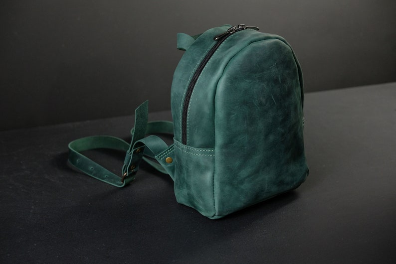 Compact leather backpack for women Minimalist bag Small | Etsy