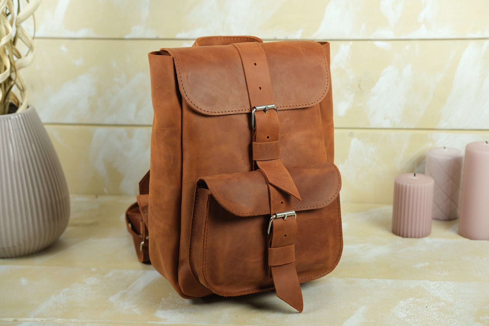 Leather Backpack Women Leather Rucksack Medium Leather - Etsy