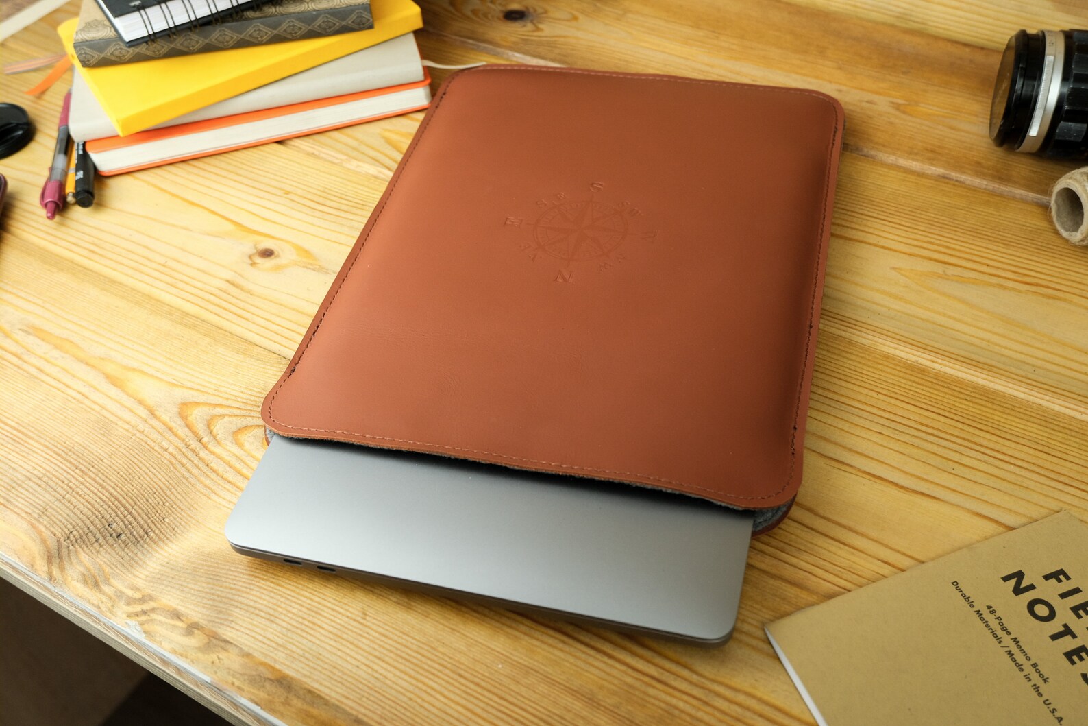 Felt lining laptop case Leather sleeve MacBook Pro 13 2020 | Etsy