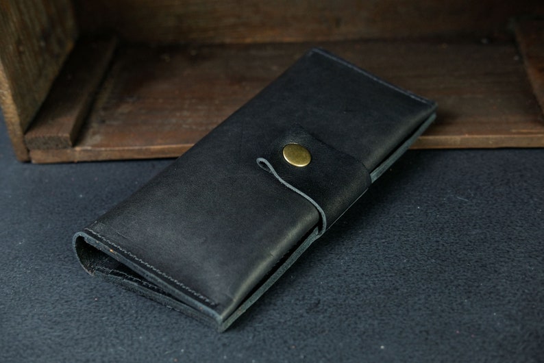 Personalized Leather Wallets Button Snap Brown Leather - Etsy
