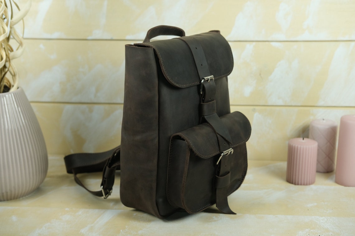 Leather Backpack Women Leather Rucksack Medium Leather - Etsy