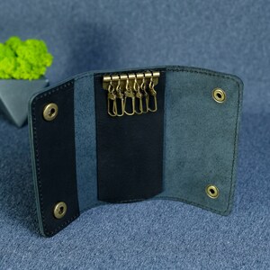 Trifold Leather Key Case, Leather Key Chain, Leather Key Bag, Compact ...