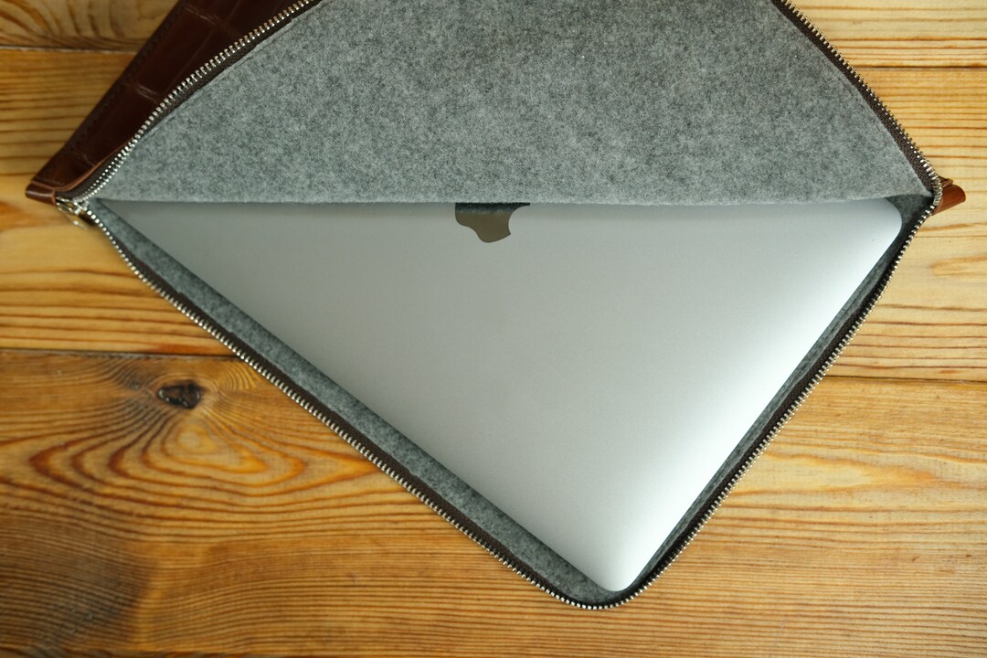 MacBook Pro M3 2023 Case, Felt Laptop Sleeve, Zippered Leather Sleeve ...