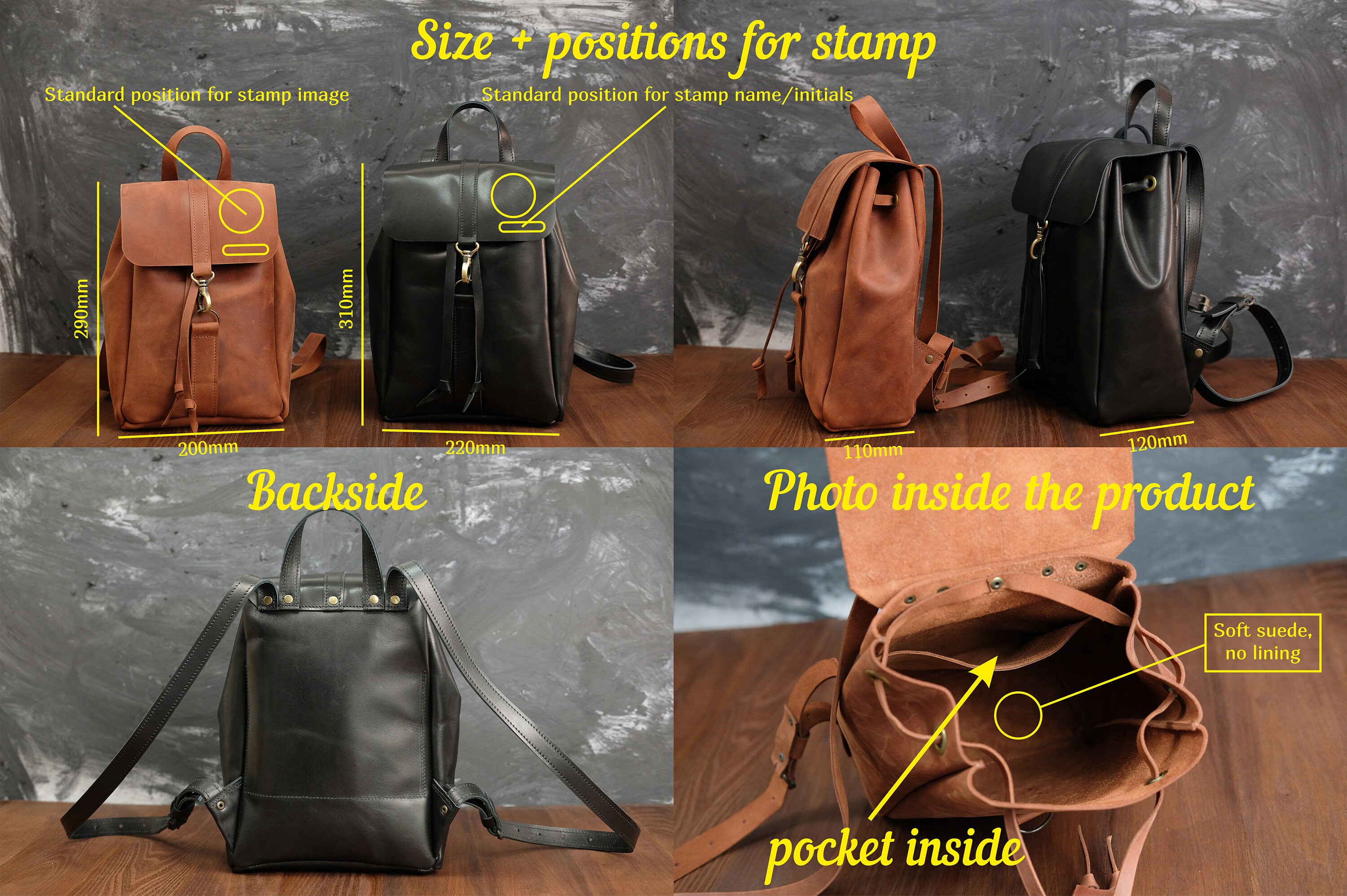 Brown Leather Backpack Purse: Small Drawstring Backpack, Free ...