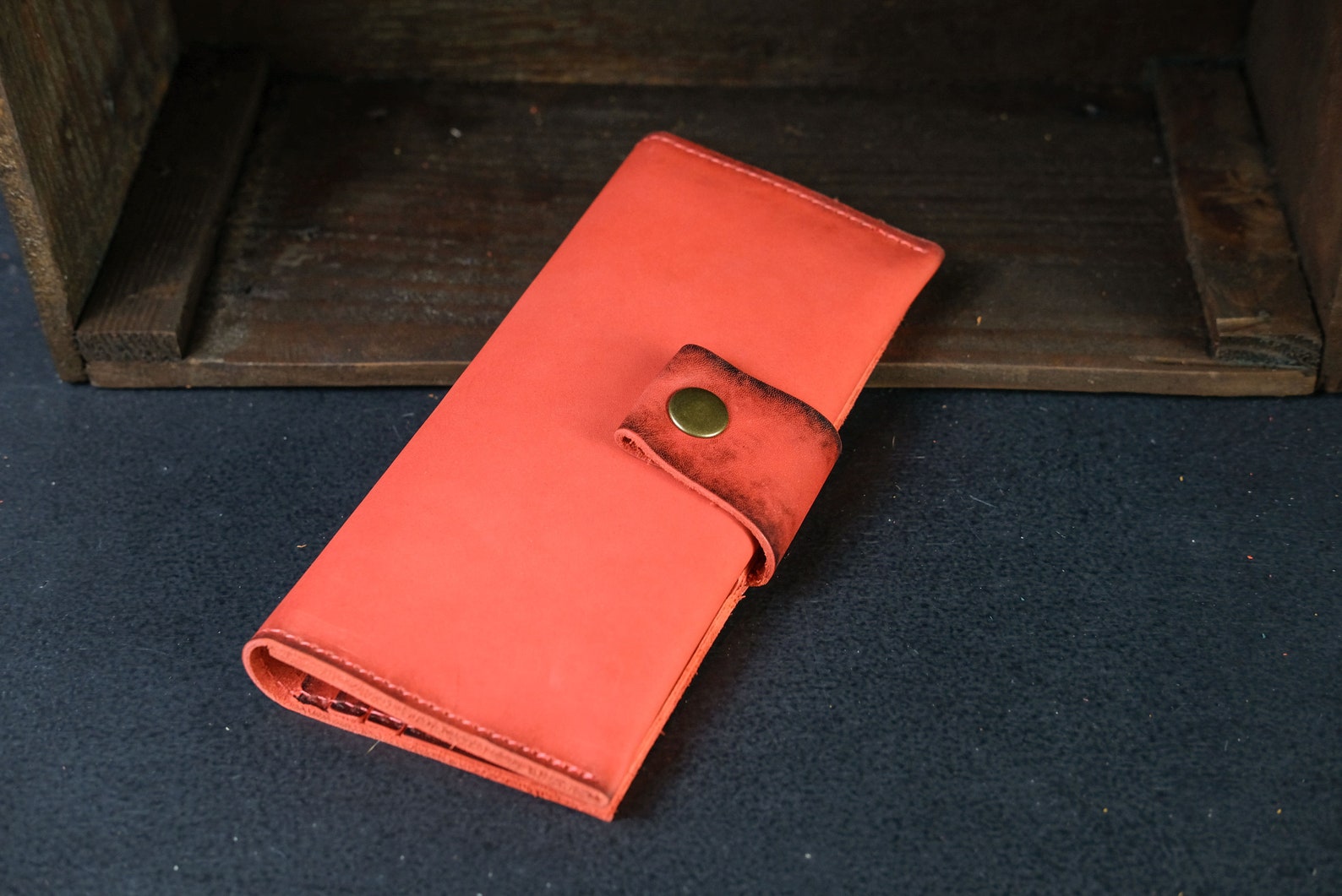 Personalized Leather Wallets Button Snap Brown Leather | Etsy