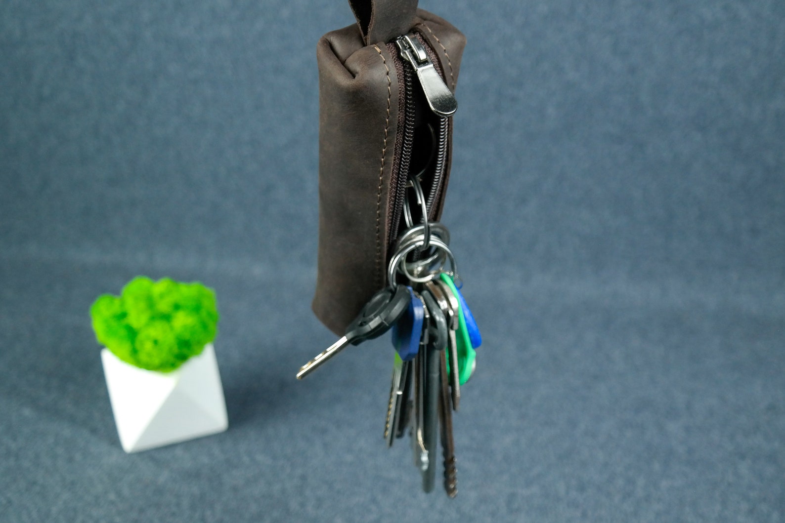 Zippered Leather Key Case Leather Key Chain Leather Key Bag | Etsy