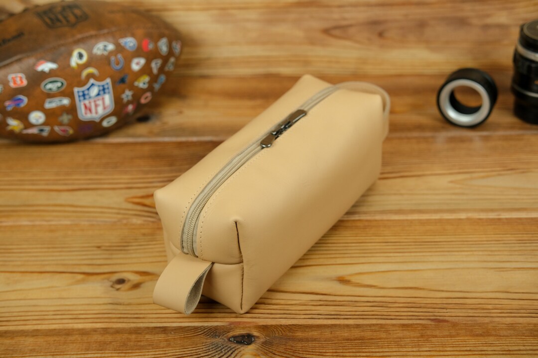 Personalized Leather Cosmetics Bag Womens Makeup Bag Dopp - Etsy