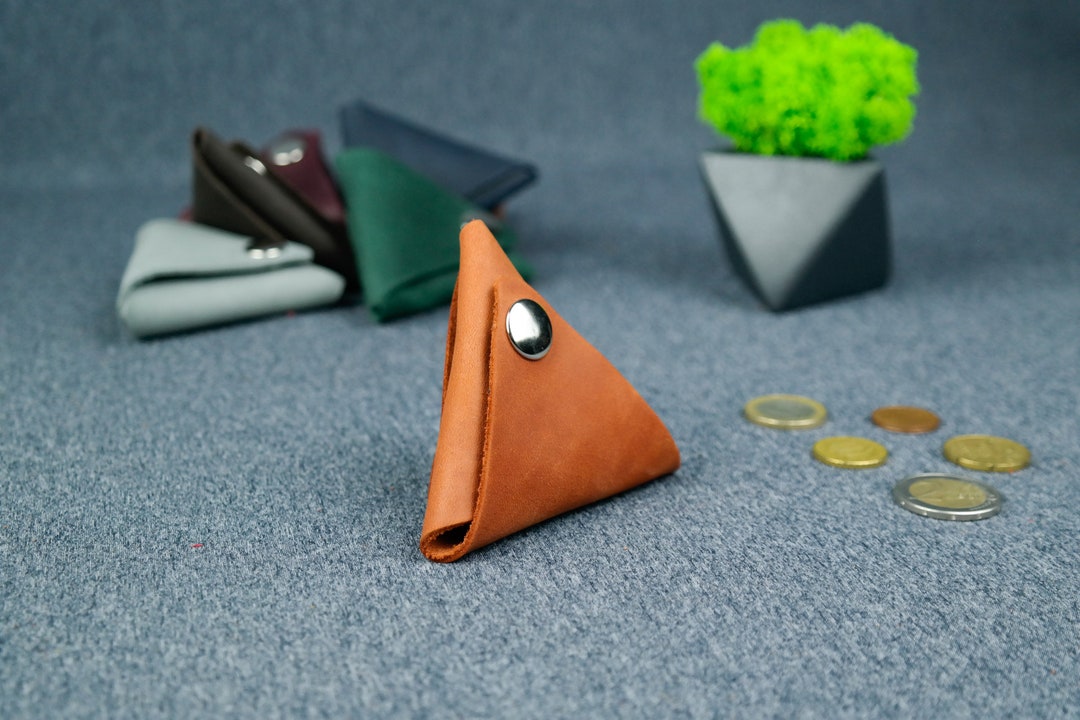 Leather Coin Case, Leather Coin Bag, Coin Pouch With a Snap Button ...
