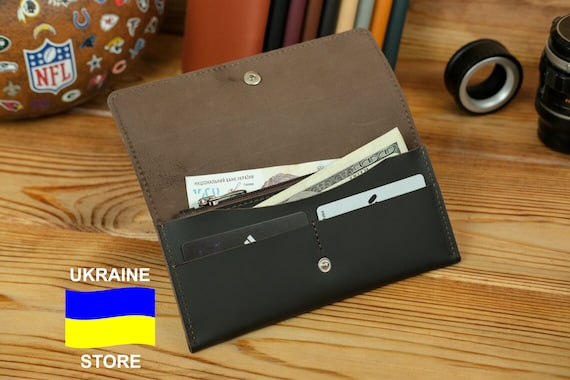 Personalized Flap Wallet Slim Leather Wallets Long Wallet - Etsy