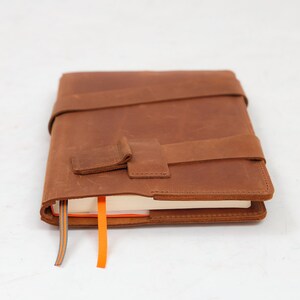 Leather Journal Cover With Long Strap, A5 Notebook Cover ...