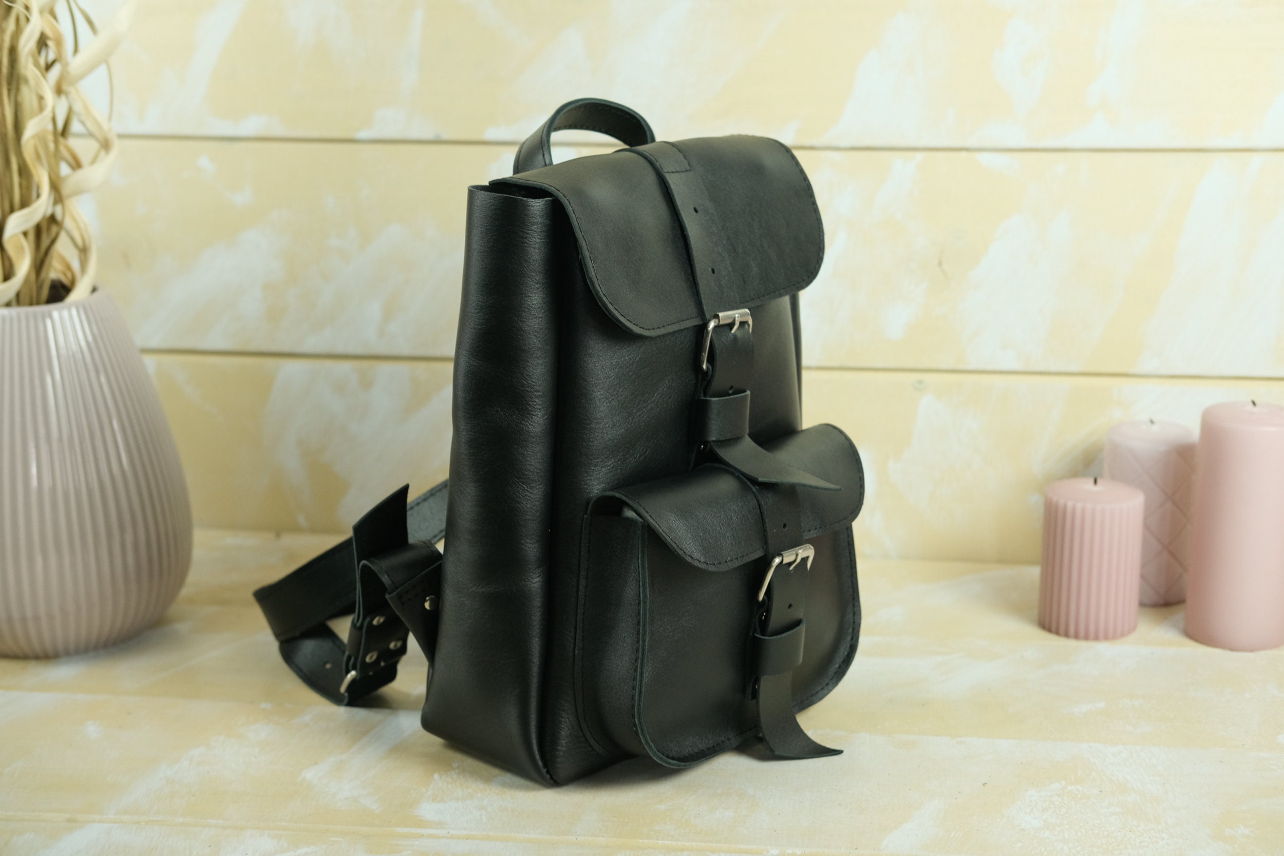 Smooth Leather Backpack Pastel Leather Backpack Elegant | Etsy