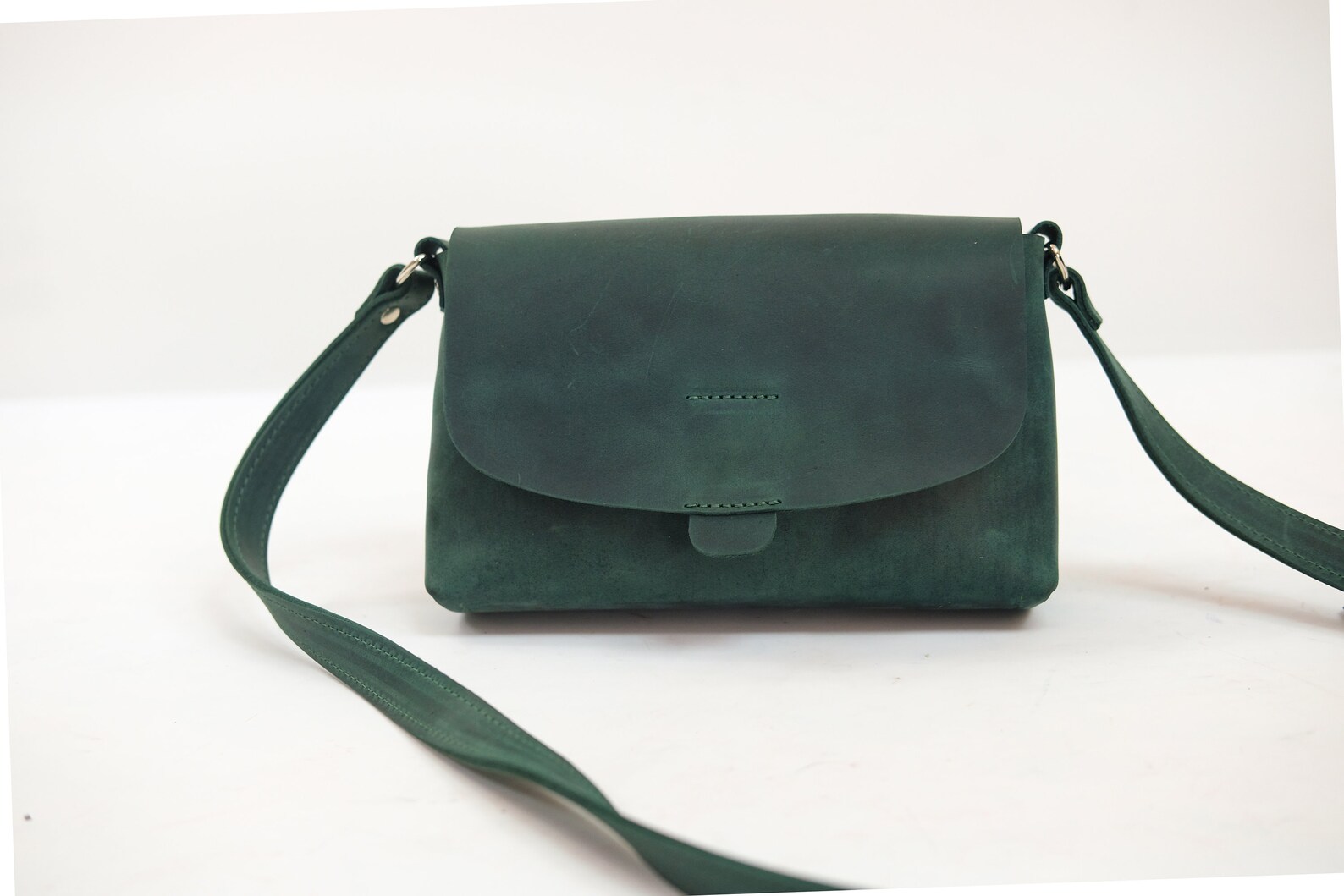 Leather flap bag shoulder bag for women Long strap leather | Etsy