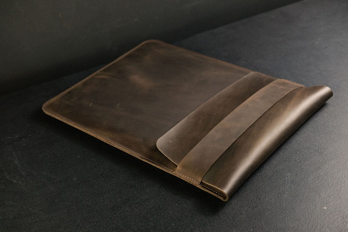 Leather Case for Macbook With a Flap Personalized Leather - Etsy