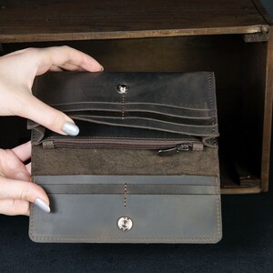 Leather Wallet, Handmade Wallet With 12 Card Slots, Long Wallet With a ...